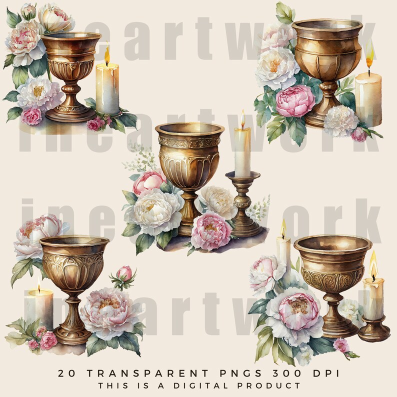 Holy Chalice Watercolour Clipart Religious Prints First Communion ...