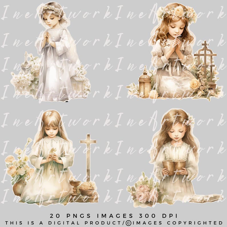First Communion Girls Clipart | Religious Clipart | Holy Communion ...