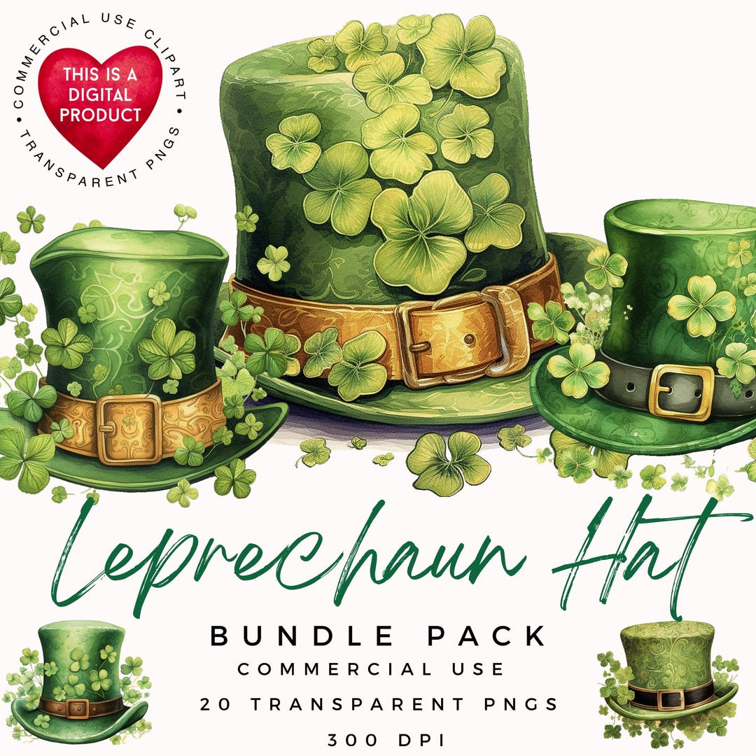 Leprechaun Hat Clipart: St Patrick's Day Pngs (digital Download) - Etsy