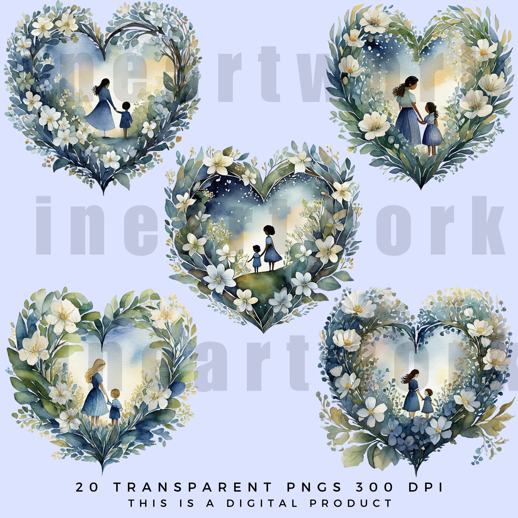 Mother's Day Clipart Mothers Watercolor Clipart Floral Wreath ...