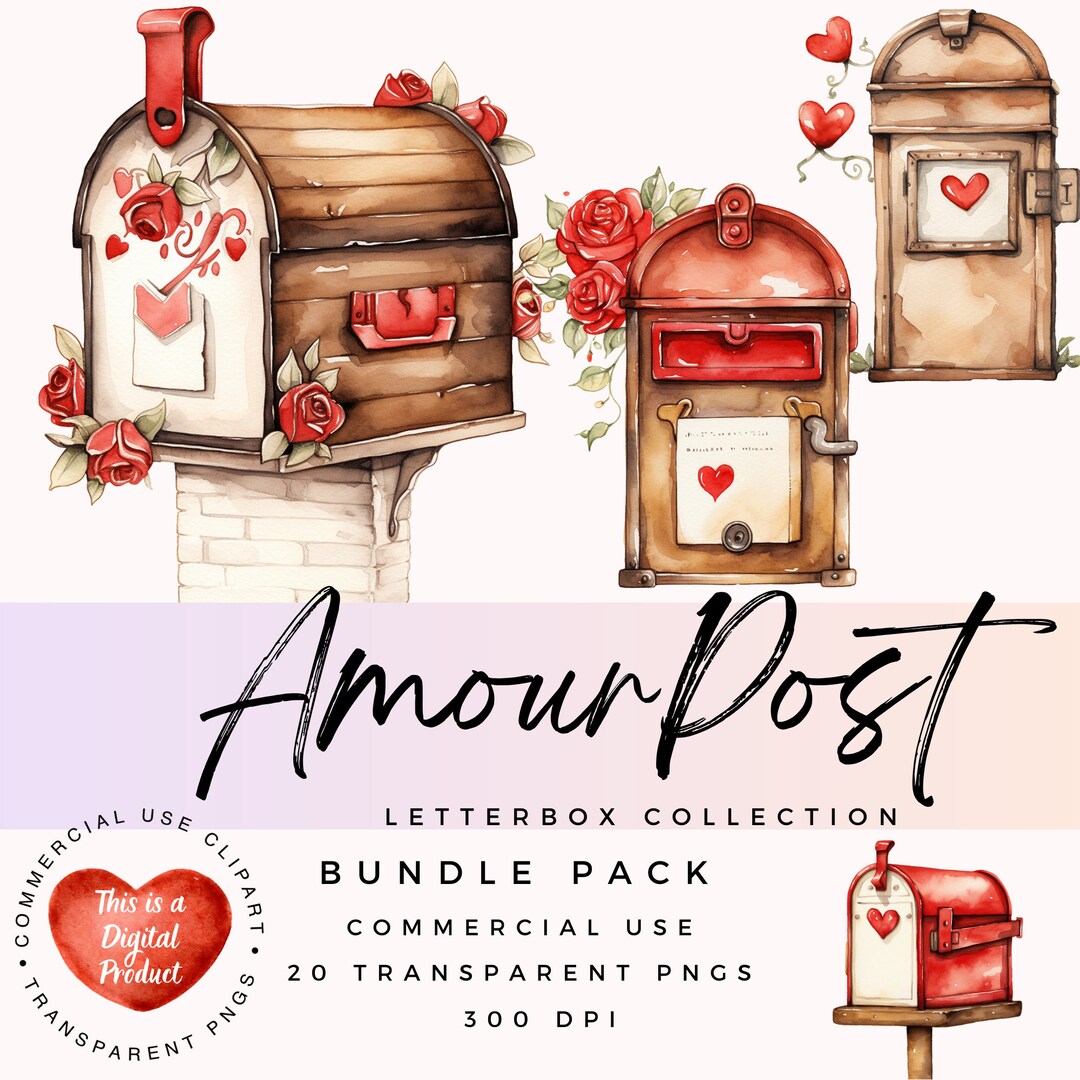 Watercolor Letterbox Clipart Watercolor Flowers Heart Clipart Valentine ...