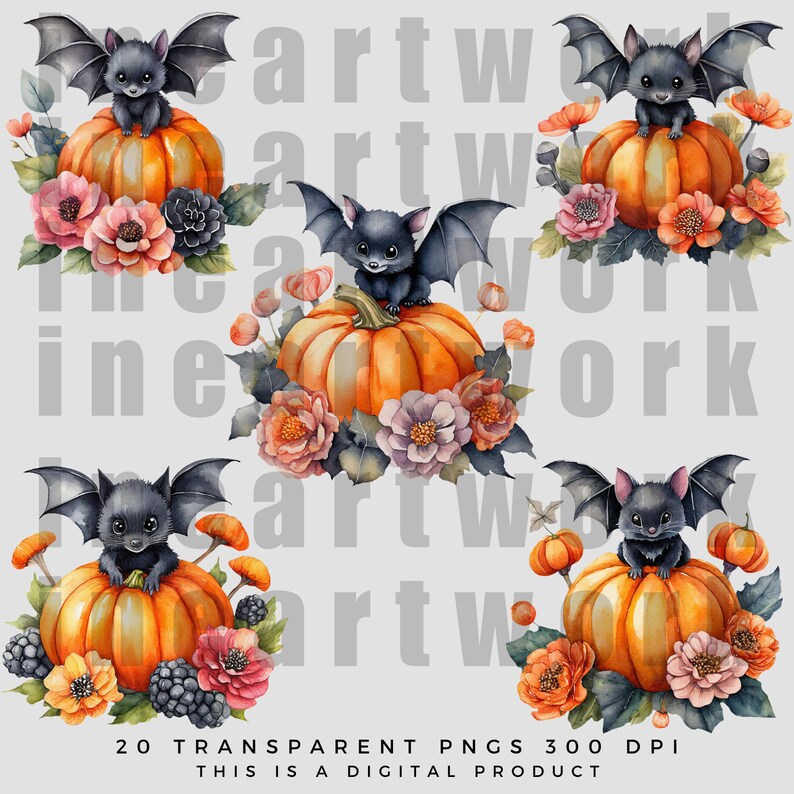 Watercolor Bats Clipart | Halloween Pngs (digital Download) - Etsy