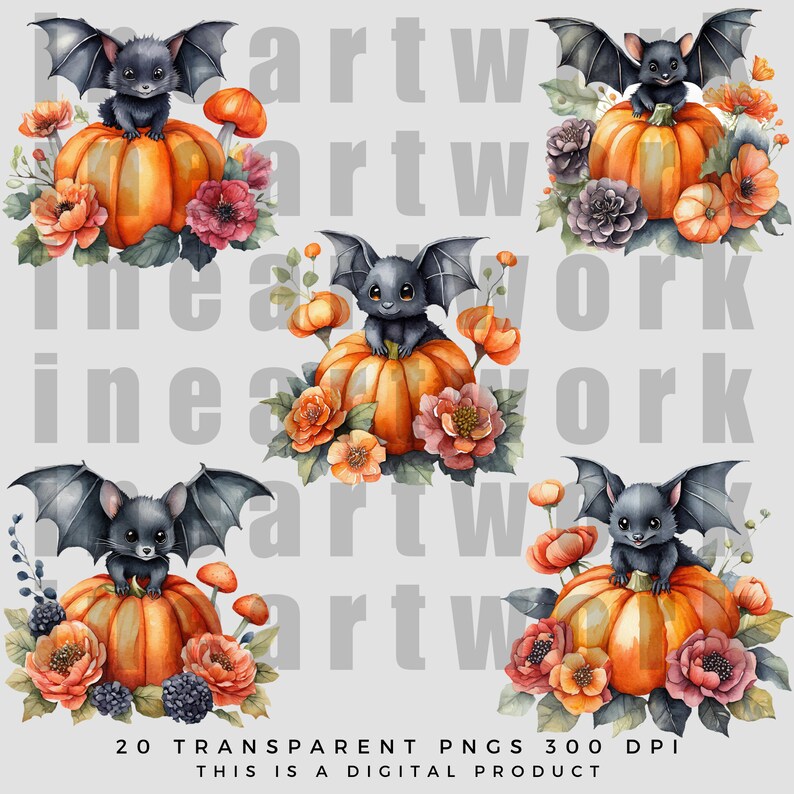 Watercolor Bats Clipart | Halloween Pngs (digital Download) - Etsy