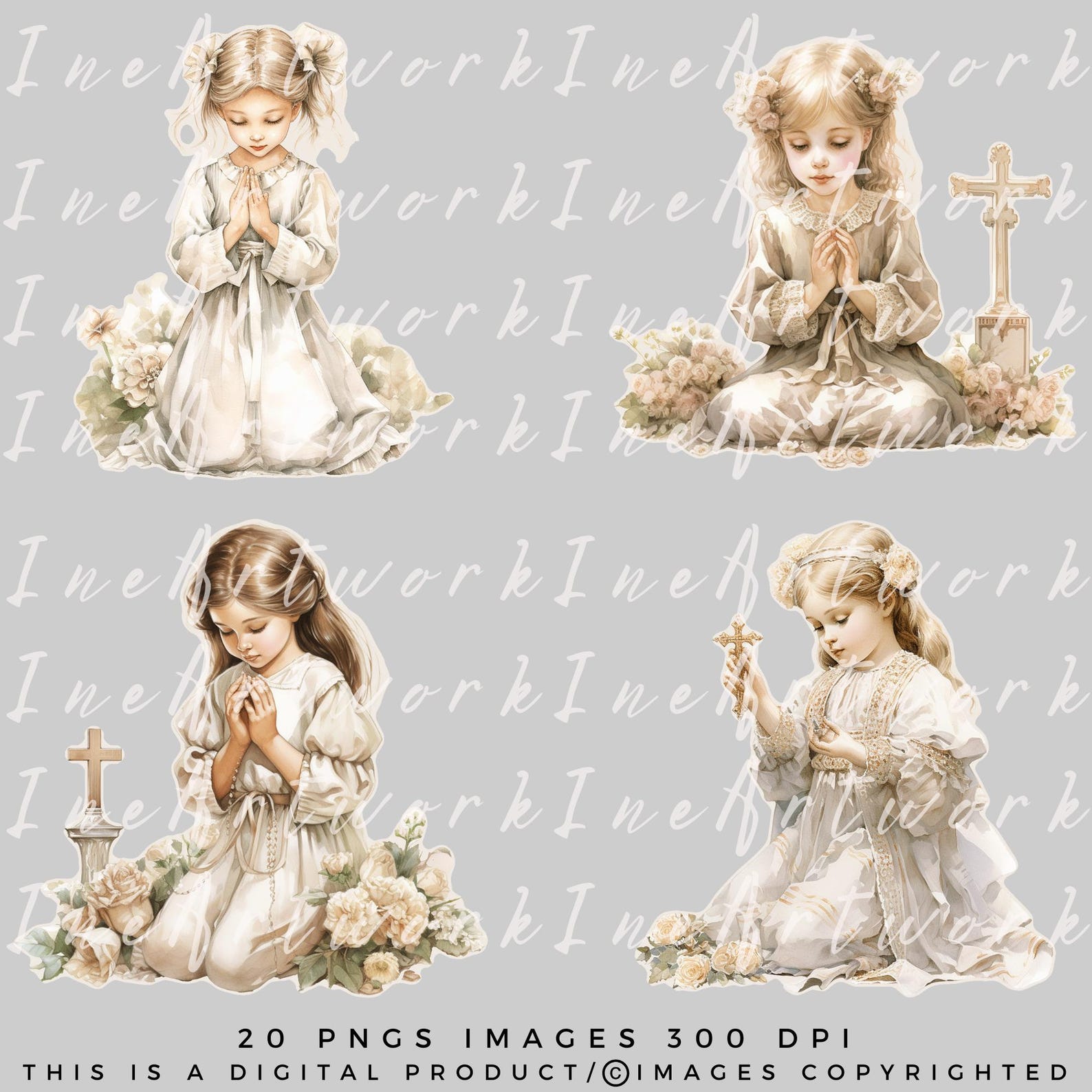 First Communion Clipart: Watercolor PNG Graphics (digital Download) - Etsy