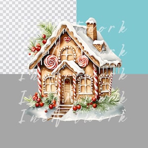 Watercolor Gingerbread Houses Clipart | Christmas PNG (digital Download ...