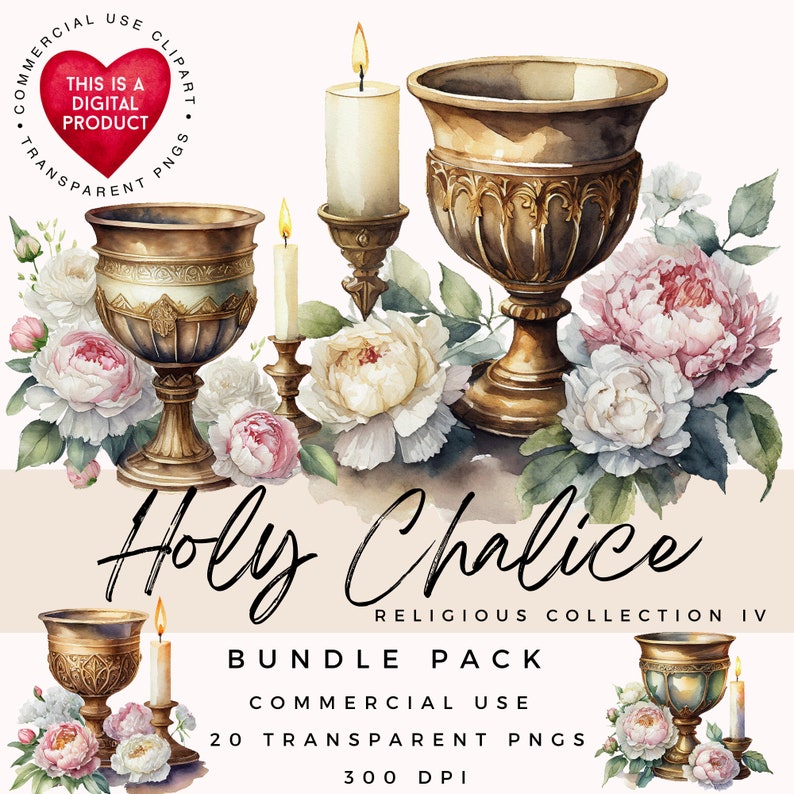 Holy Chalice Watercolour Clipart Religious Prints First Communion ...