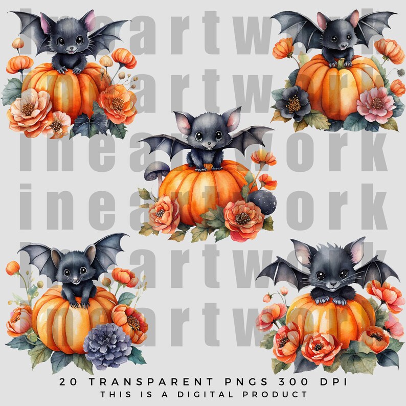 Watercolor Bats Clipart | Halloween Pngs (digital Download) - Etsy