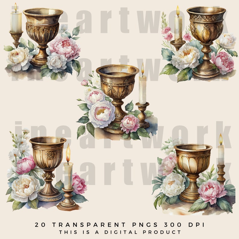 Holy Chalice Watercolour Clipart Religious Prints First Communion ...