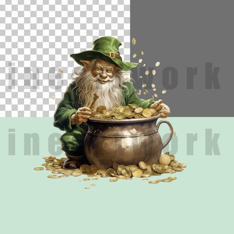 Leprechaun Clipart Watercolor St Patrick's Day Clipart Pot of Gold ...
