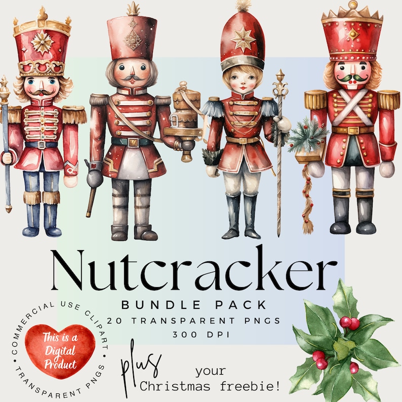 Nutcracker Clipart Christmas Clip Art Watecolor Clip Art for - Etsy