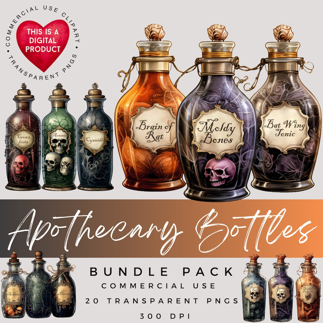 Apothecary Bottles Clip Art Potion Bottles Clip Art Halloween Clip Art ...