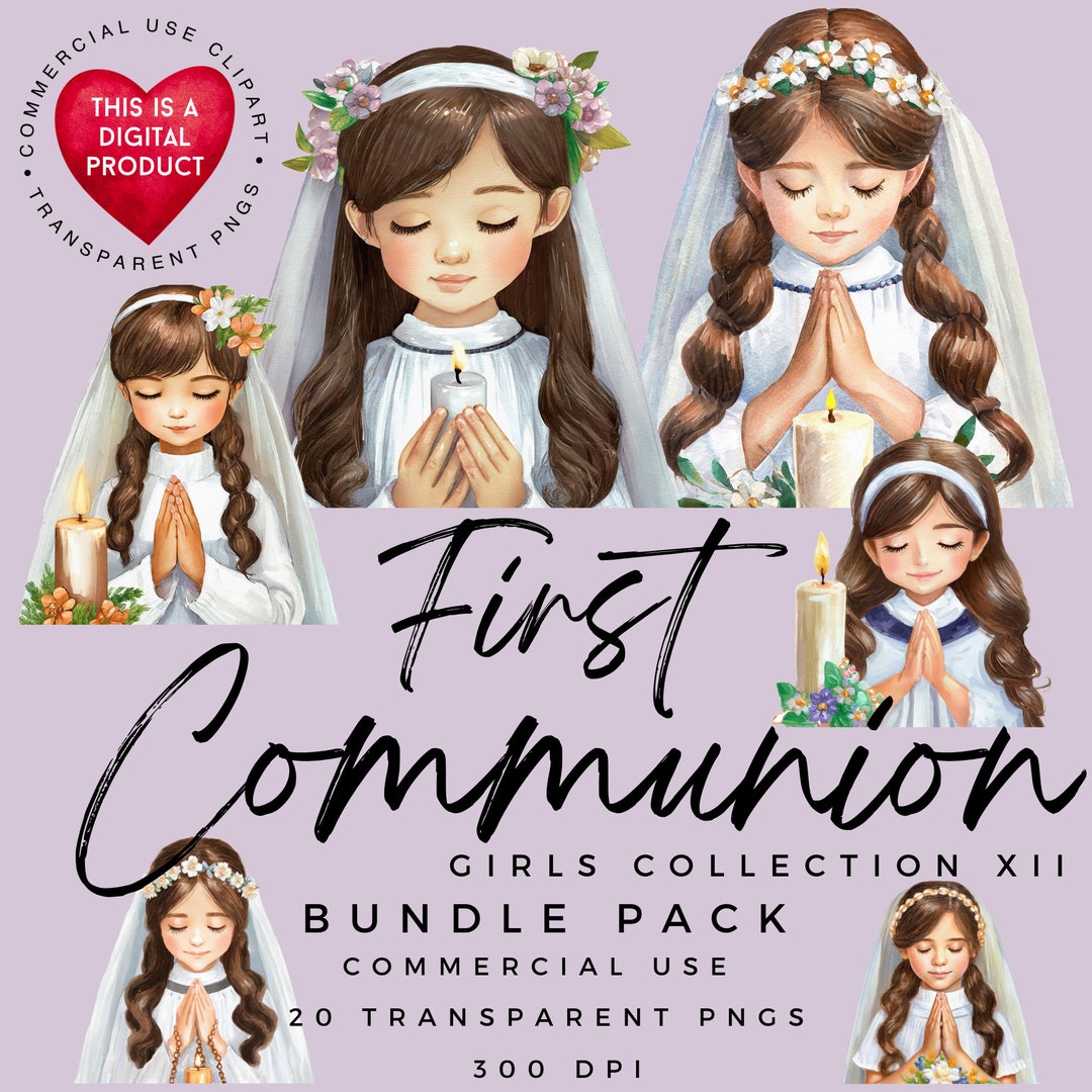 First Communion Girls Clipart Religious Clipart Communion PNG Praying ...