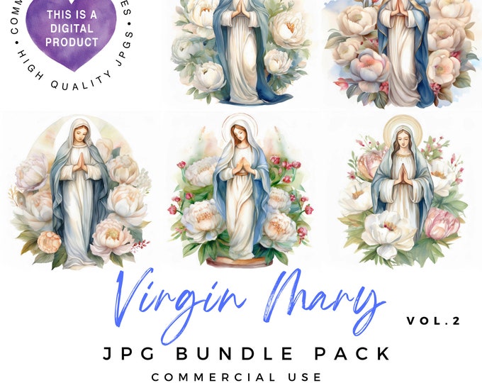 Virgin Mary Clipart,bundle 10 High Quality Png,watercolor Vintage Holy ...