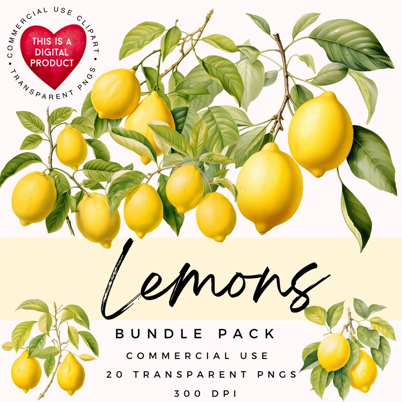 Lemons Clipart Lemon PNG Fruit Clipart Food Clipart Watercolor Fruit ...