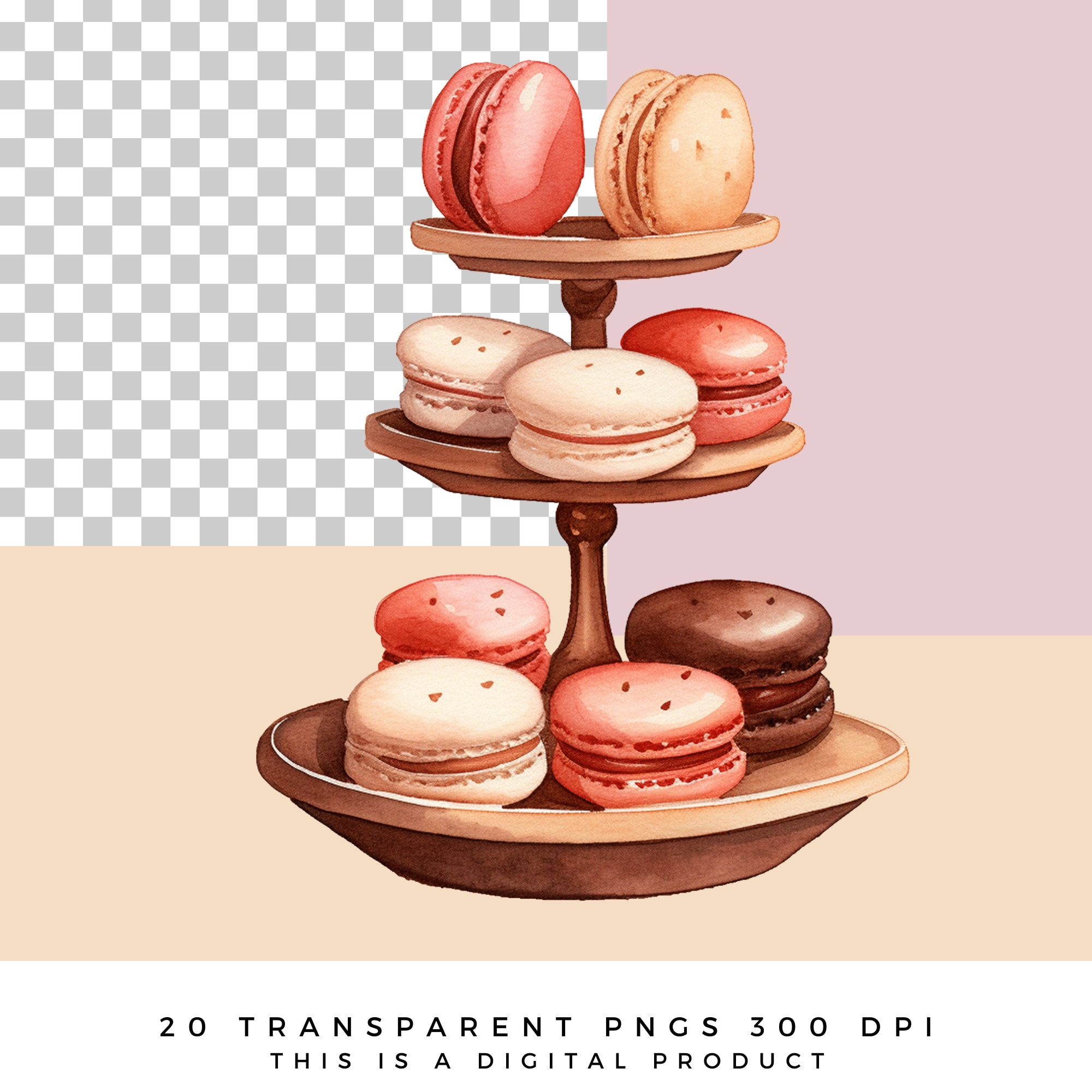 Macaroon Stand Clipart, Food Clipart, Macaroon Sticker, Watercolor ...