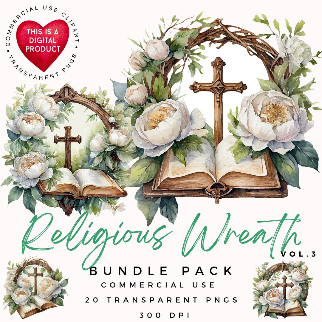 Religious Floral Wreath | Religious Wreath | Floral Clipart | Wedding ...
