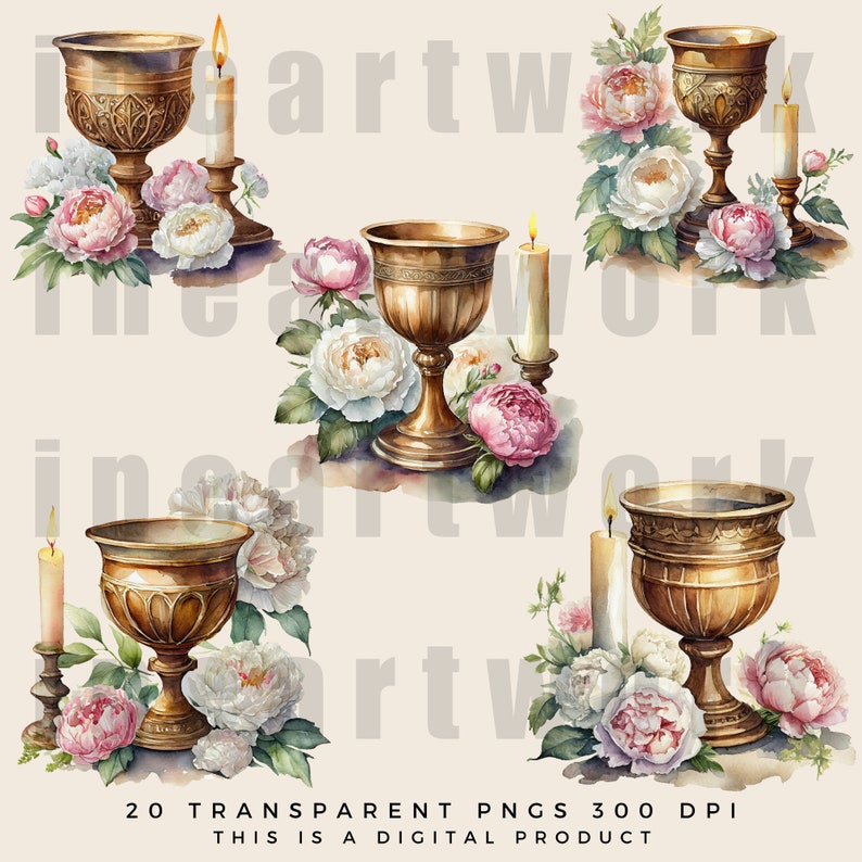 Holy Chalice Watercolour Clipart Religious Prints First Communion ...