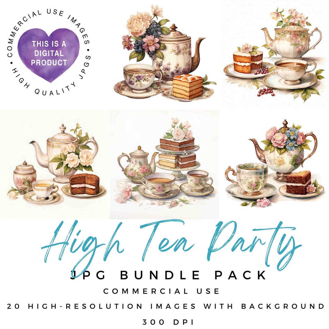 High Tea Party Clipart | High Tea Clipart | Vintage Tea | High-quality ...