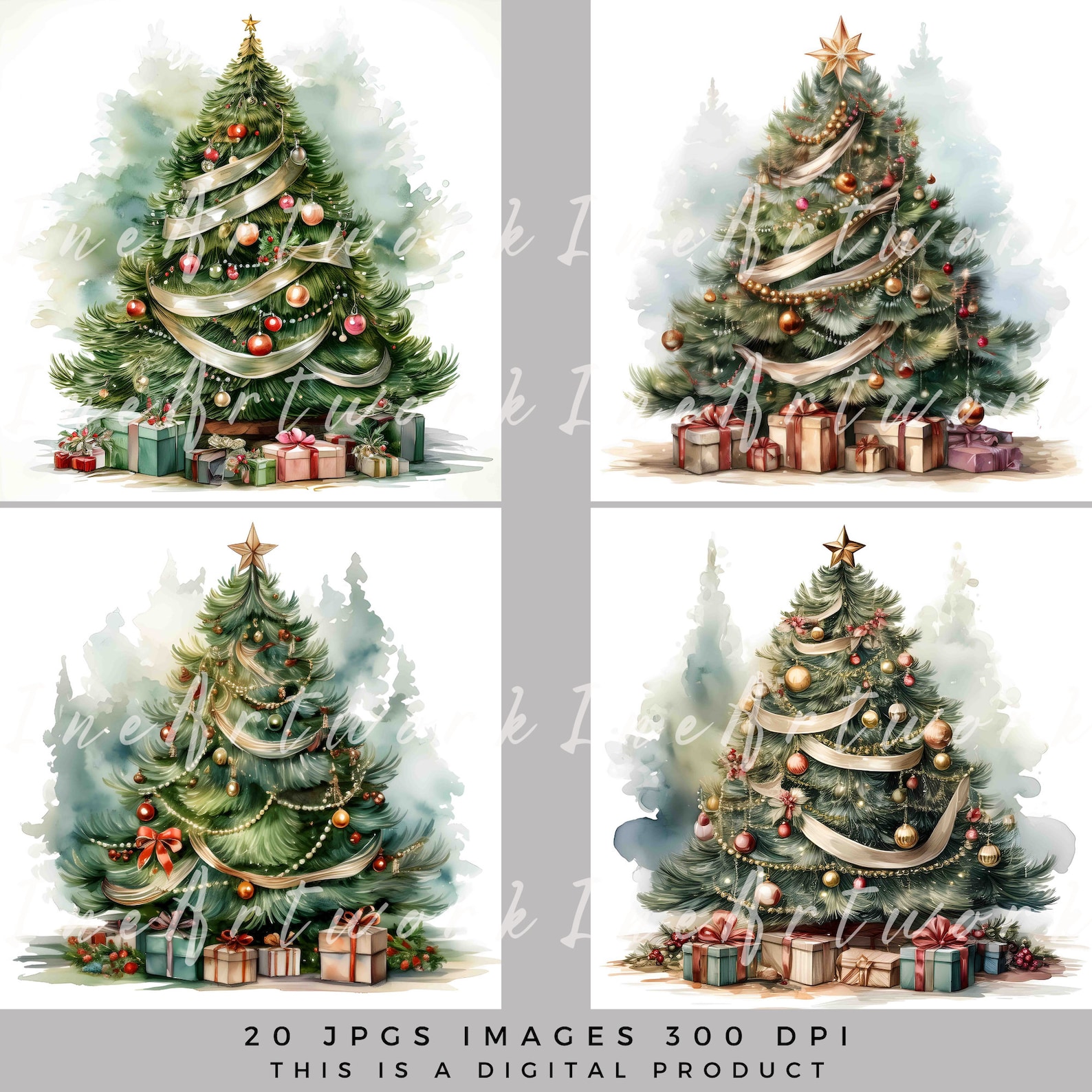 Christmas Tree Clipart | Vintage Christmas | High-quality Jpgs | Arbol ...