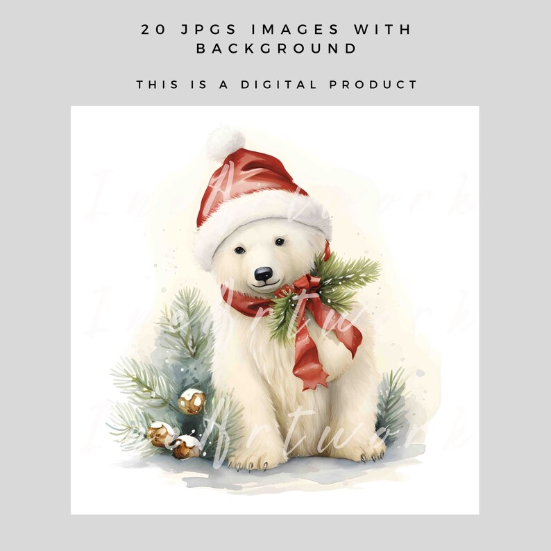 Christmas Polar Bear Clipart | Cute Polar Bear With Red Hat | High ...