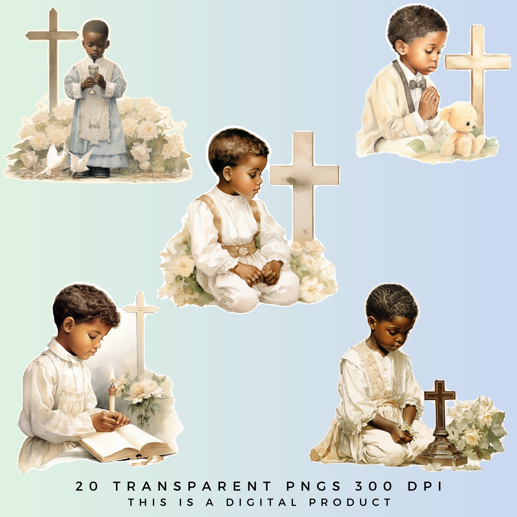 First Communion Boy Clipart Watercolor First Communion Religious ...