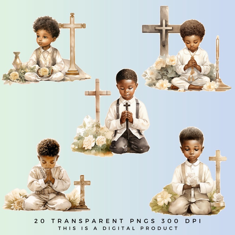 First Communion Boy Clipart Watercolor First Communion Religious ...