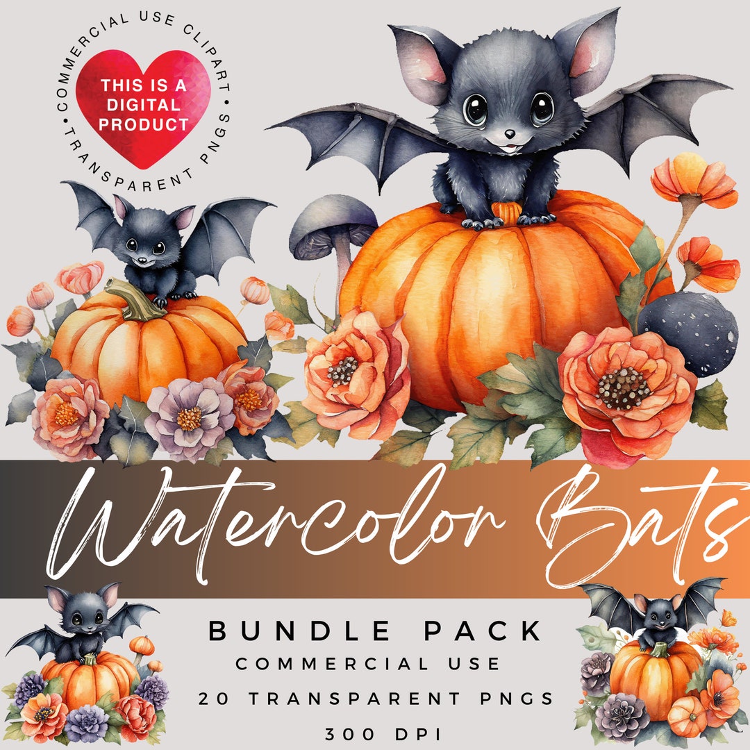 Watercolor Bats Clipart | Halloween Pngs (digital Download) - Etsy