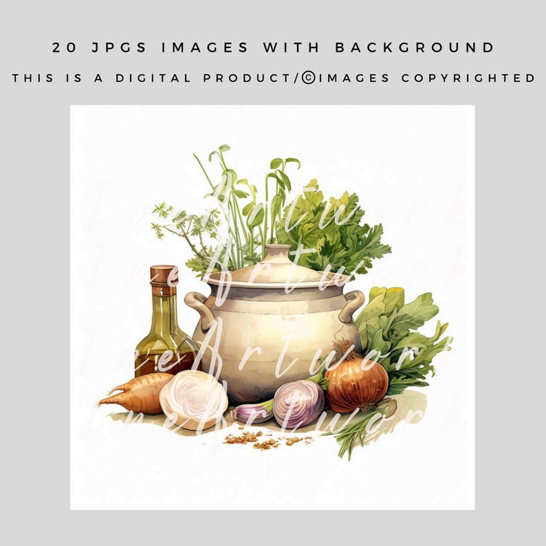 Cooking Pot Clipart: Watercolor Kitchen Art Jpgs (digital Download) - Etsy