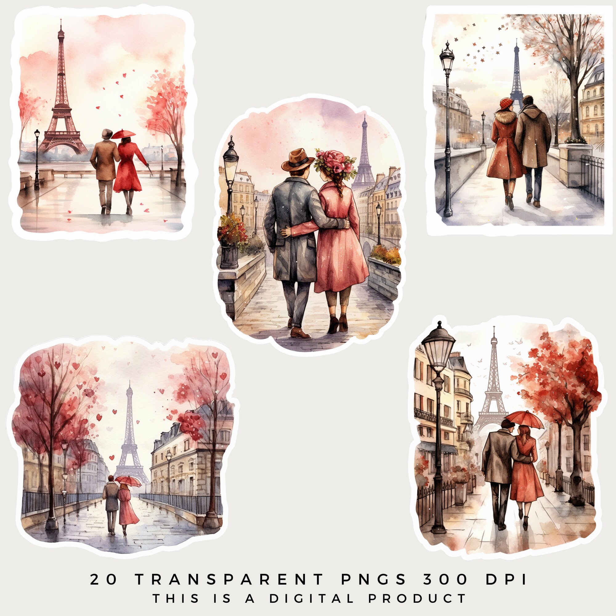 Paris Valentine's Day Clipart | Watercolor Paris | Travel Clipart ...