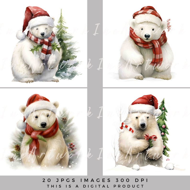 Christmas Polar Bear Clipart | Cute Polar Bear With Red Hat | High ...