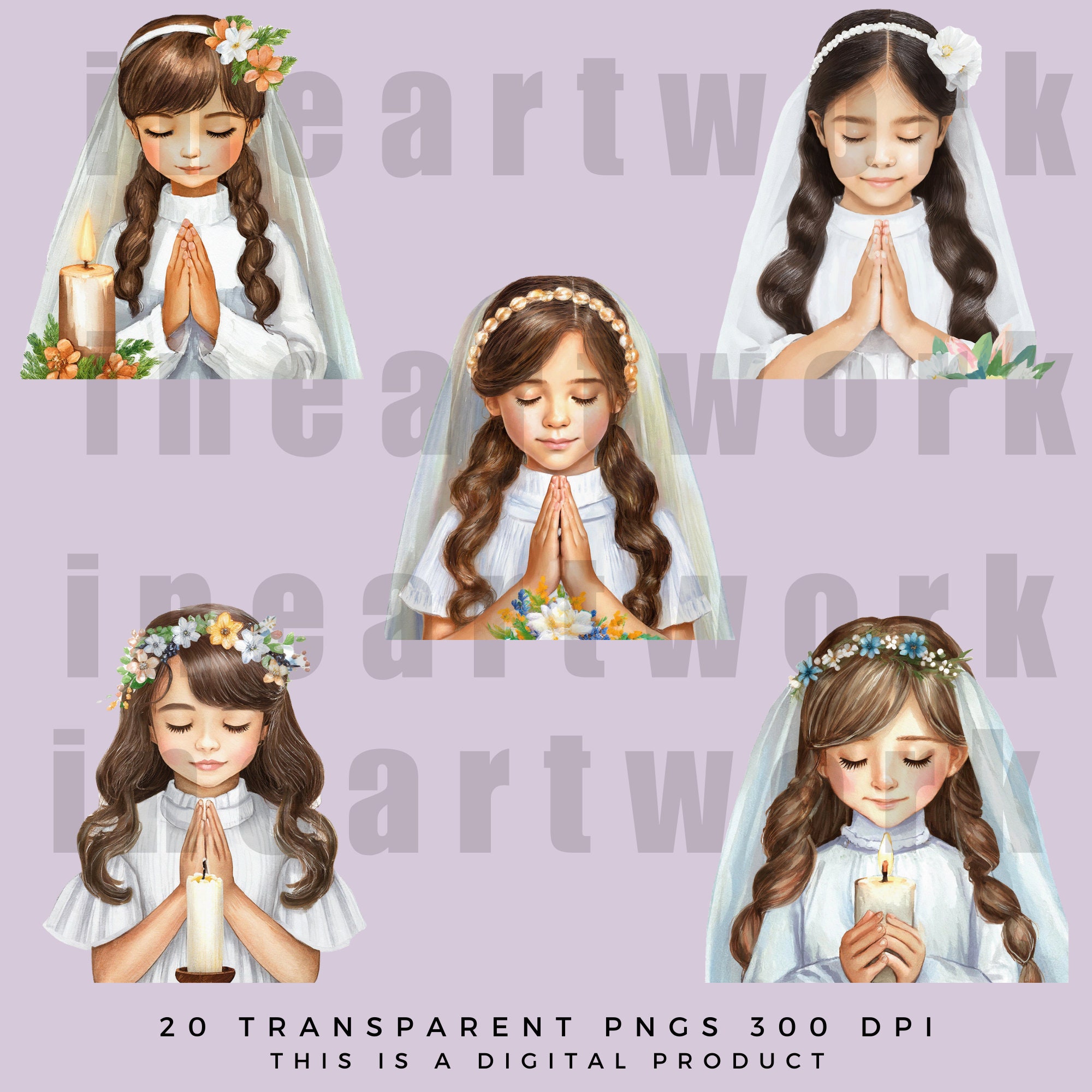 First Communion Girls Clipart Religious Clipart Communion PNG Praying ...