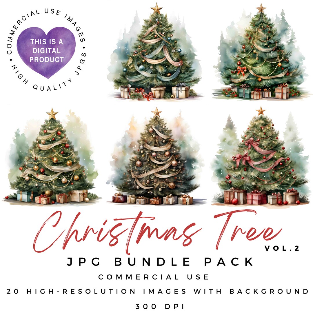Christmas Tree Clipart | Vintage Christmas | High-quality Jpgs | Arbol ...