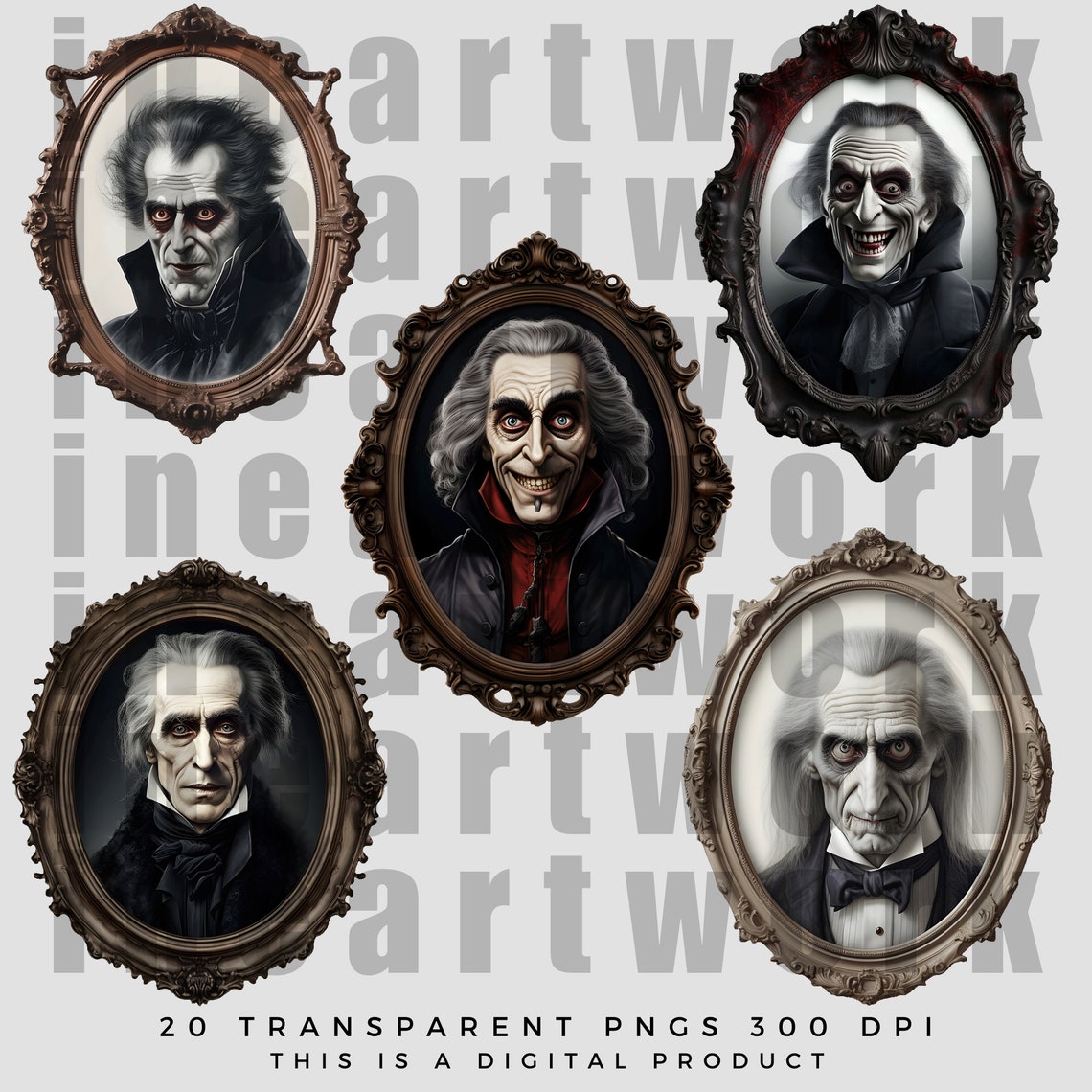 Dracula Portrait Clipart Halloween Clipart Gothic Clipart Vampire ...