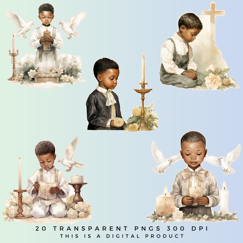 First Communion Boy Clipart Watercolor First Communion Religious ...