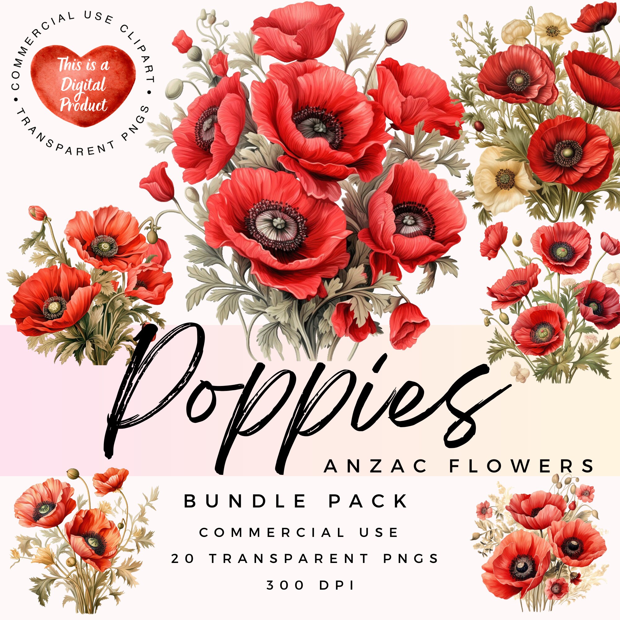 Poppies Anzac Flowers Clipart Watercolor Poppies Red Flowers Veterans ...