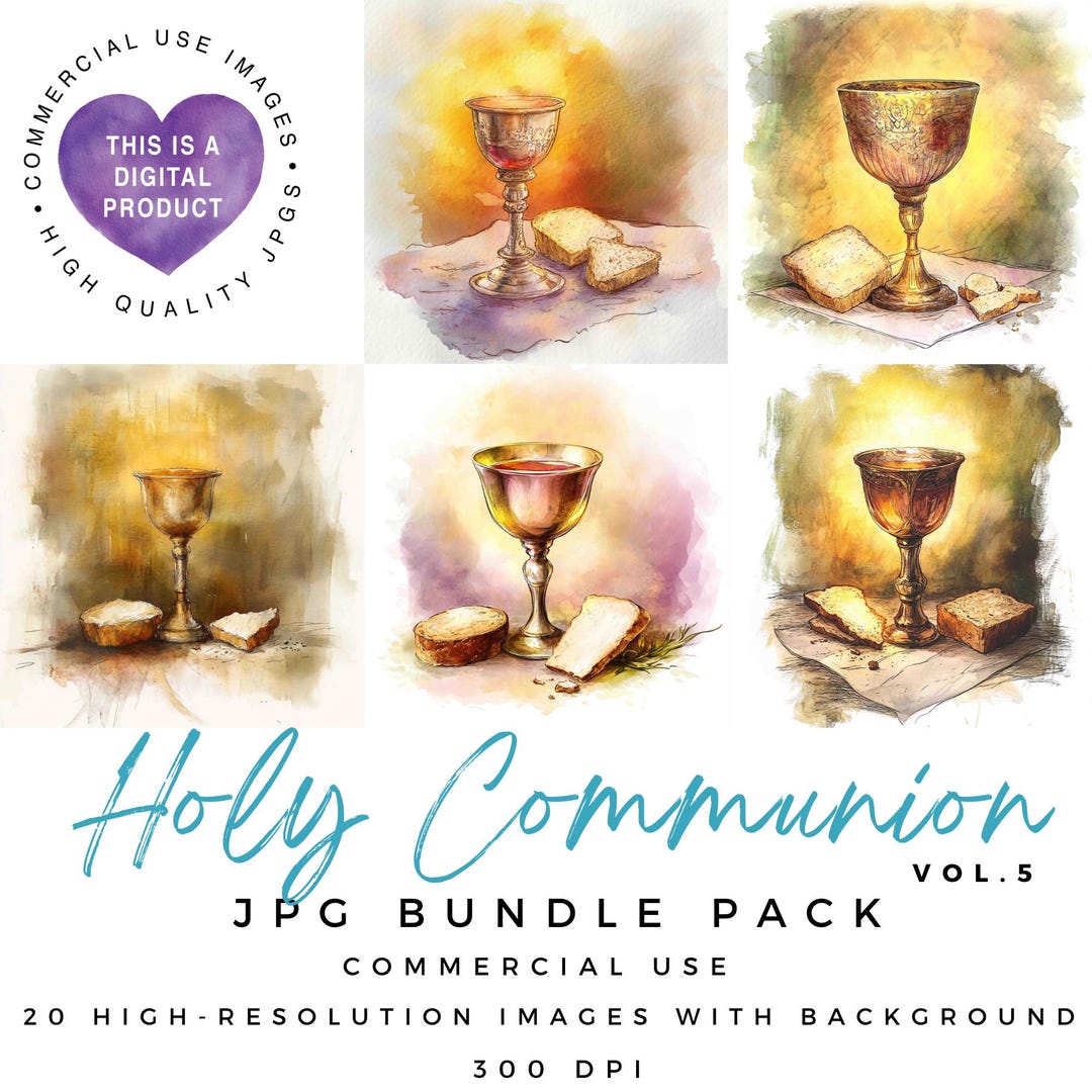 Holy Communion Watercolor Clipart: Religious JPG Images (digital ...