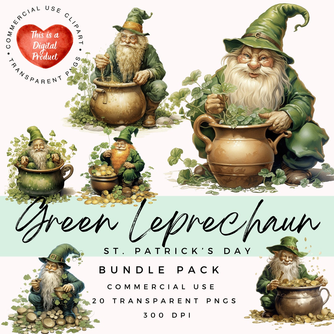Leprechaun Clipart Watercolor St Patrick's Day Clipart Pot of Gold ...