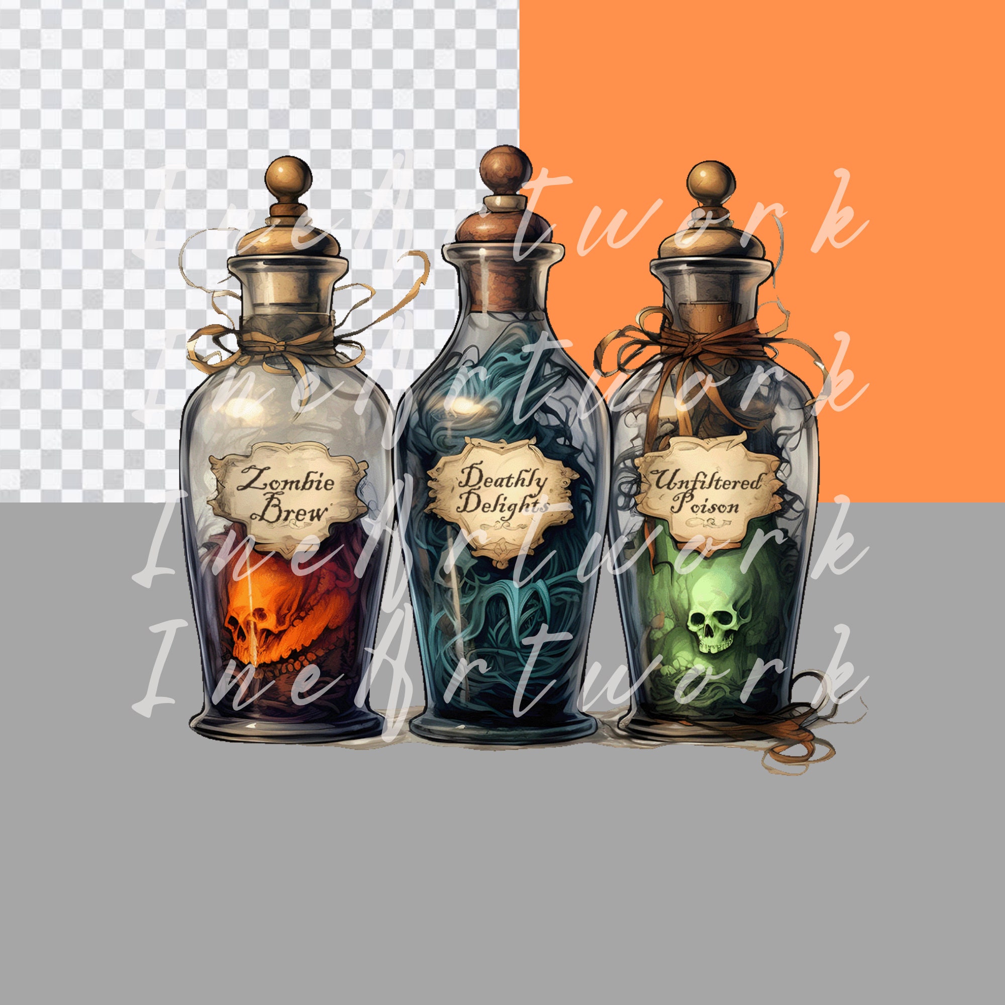 Apothecary Bottles Clip Art Potion Bottles Clip Art Halloween Clip Art ...