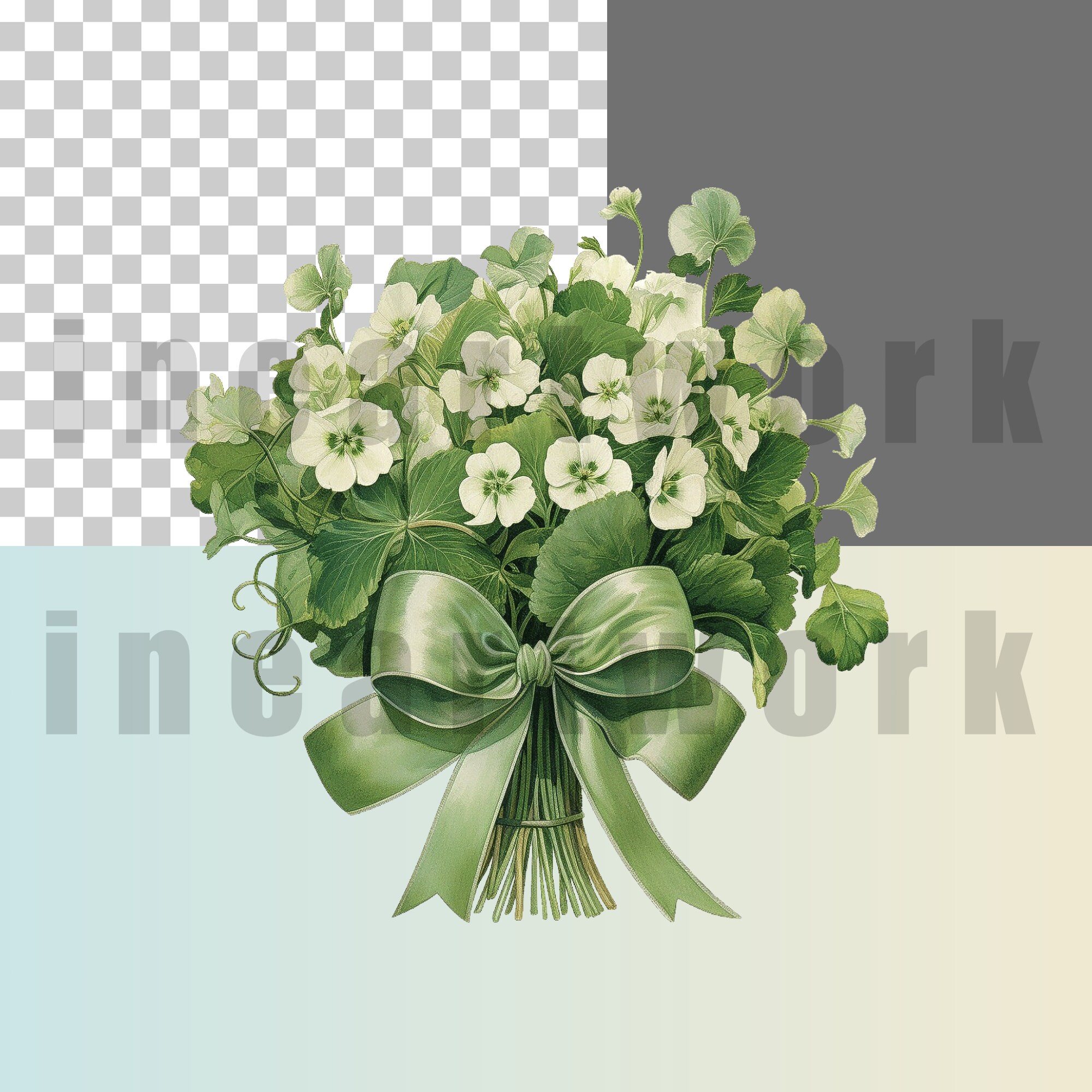 Shamrock Bouquet Watercolor Clover Clipart Floral Shamrock Spring ...