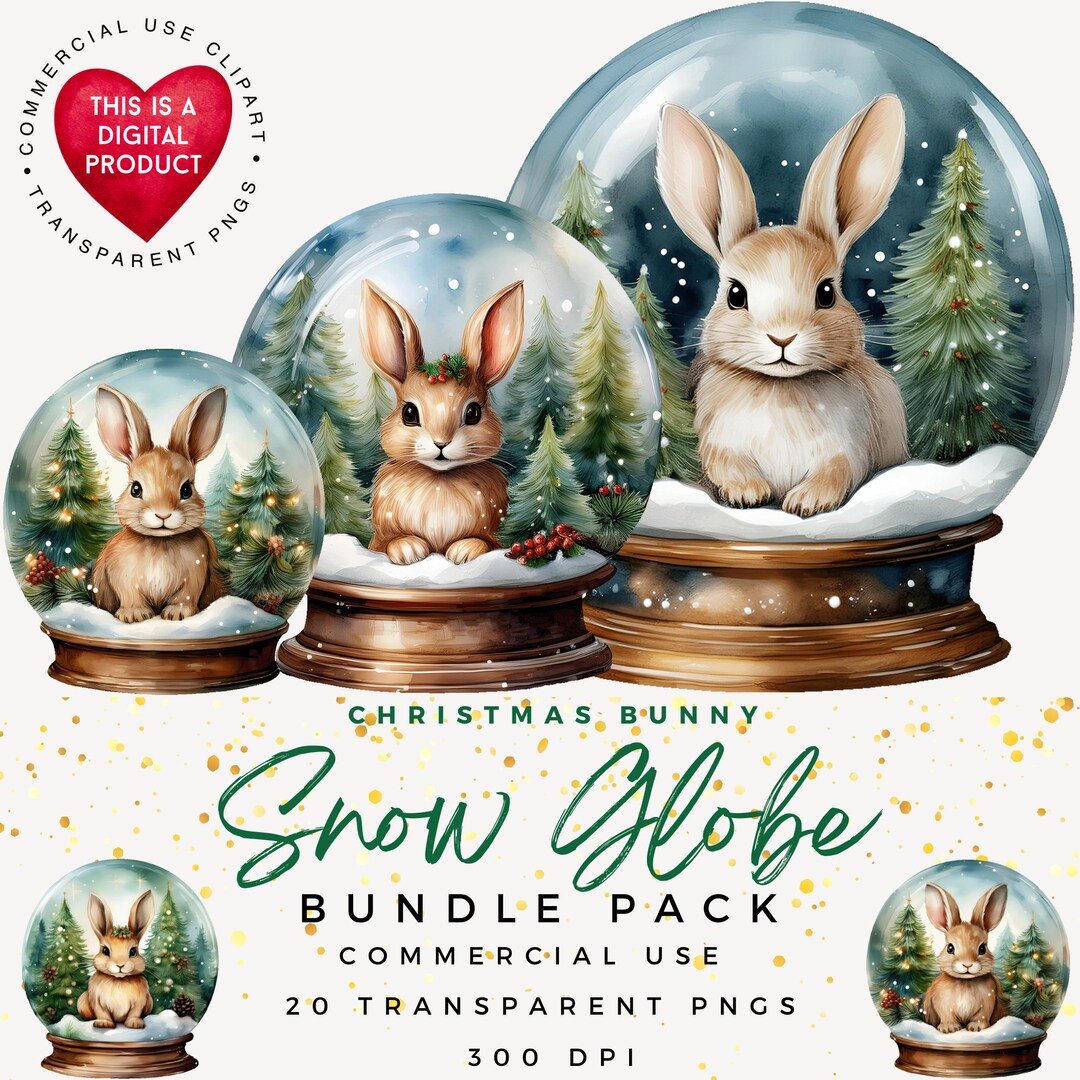 Christmas Snow Globe Clipart | High Quality Pngs | Christmas Bunny Snow ...