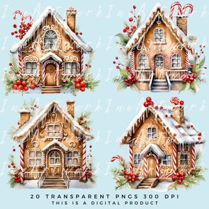 Watercolor Gingerbread Houses Clipart | Christmas PNG (digital Download ...