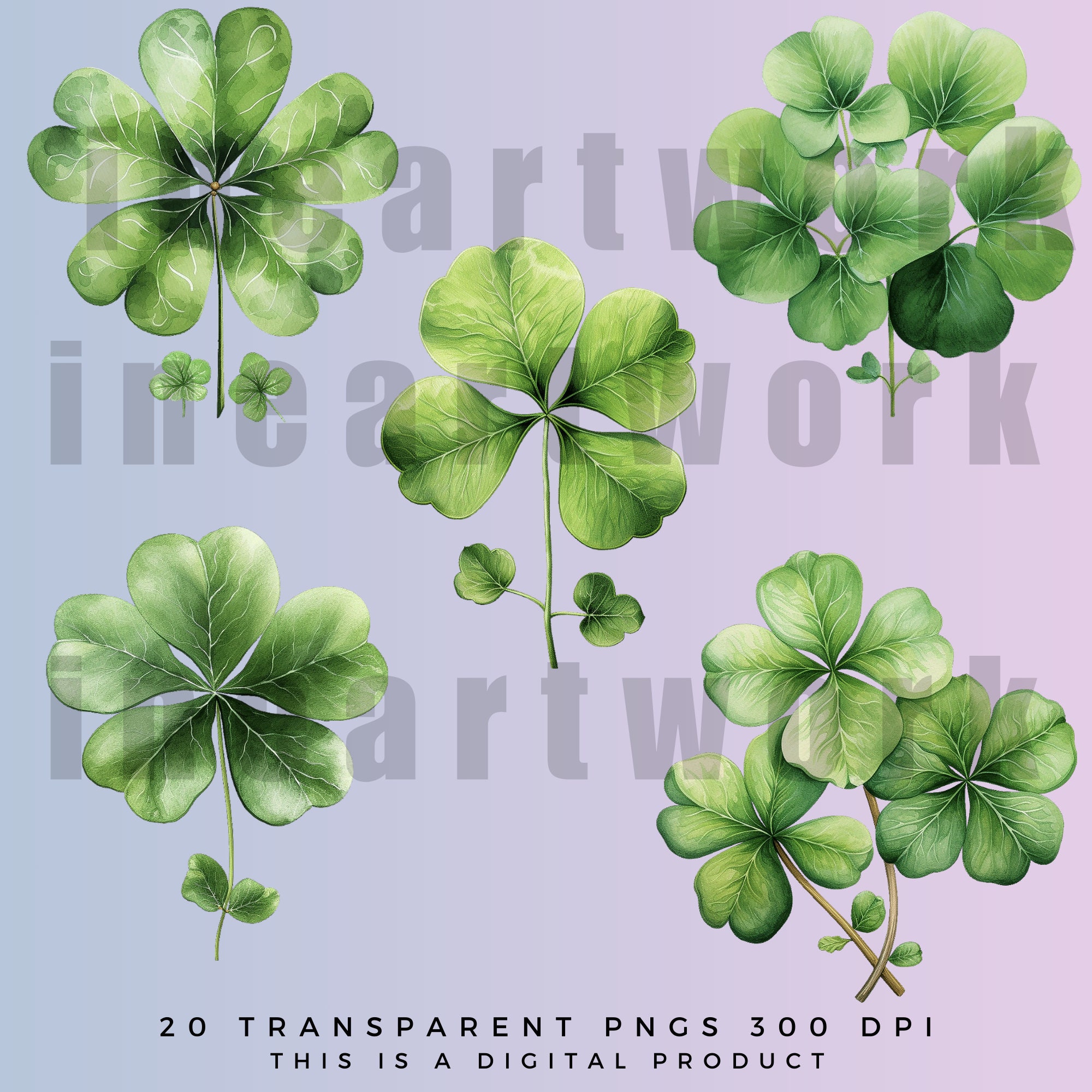 Watercolor Shamrock Leaf Clover Clipart Floral Shamrock Spring Clipart ...