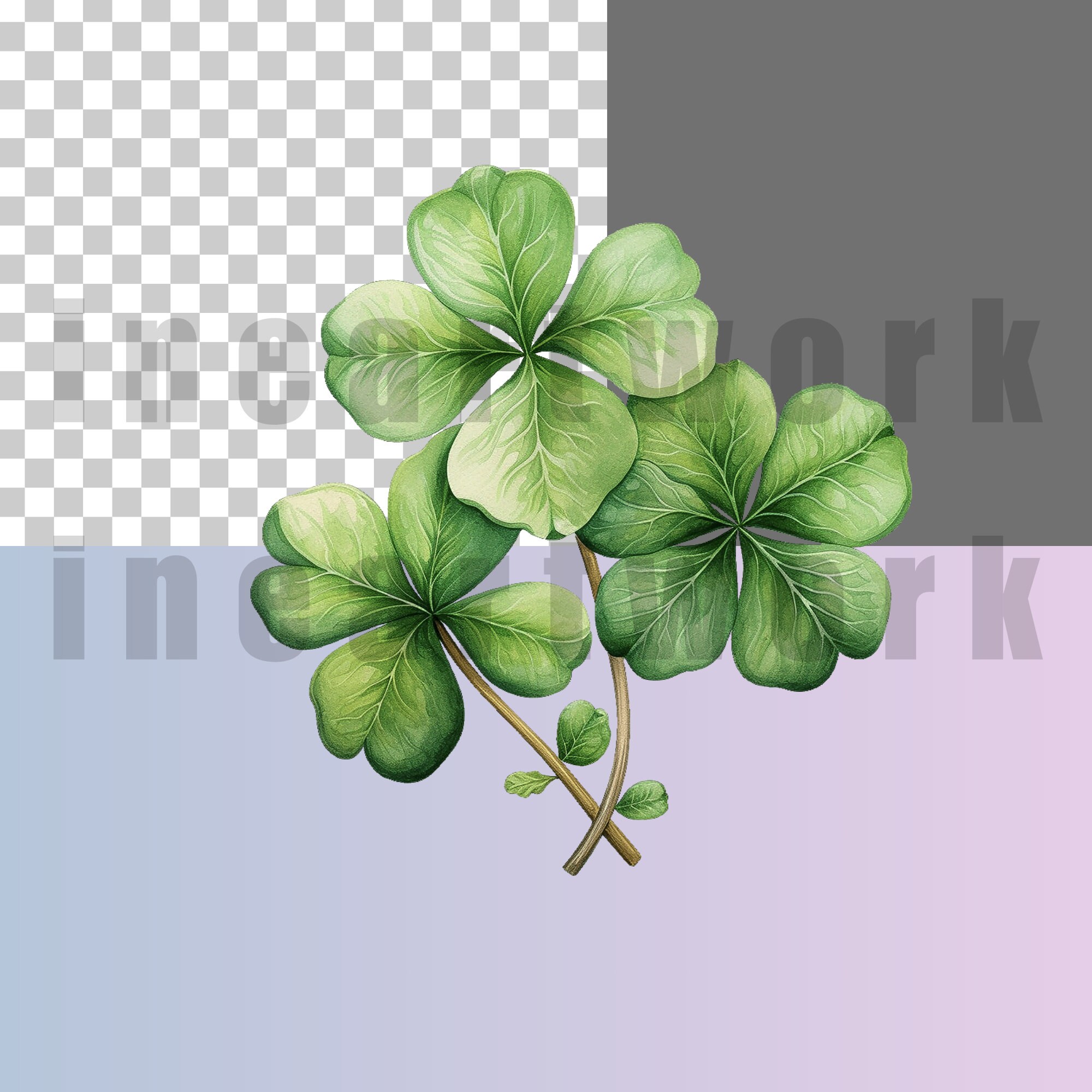 Watercolor Shamrock Leaf Clover Clipart Floral Shamrock Spring Clipart ...