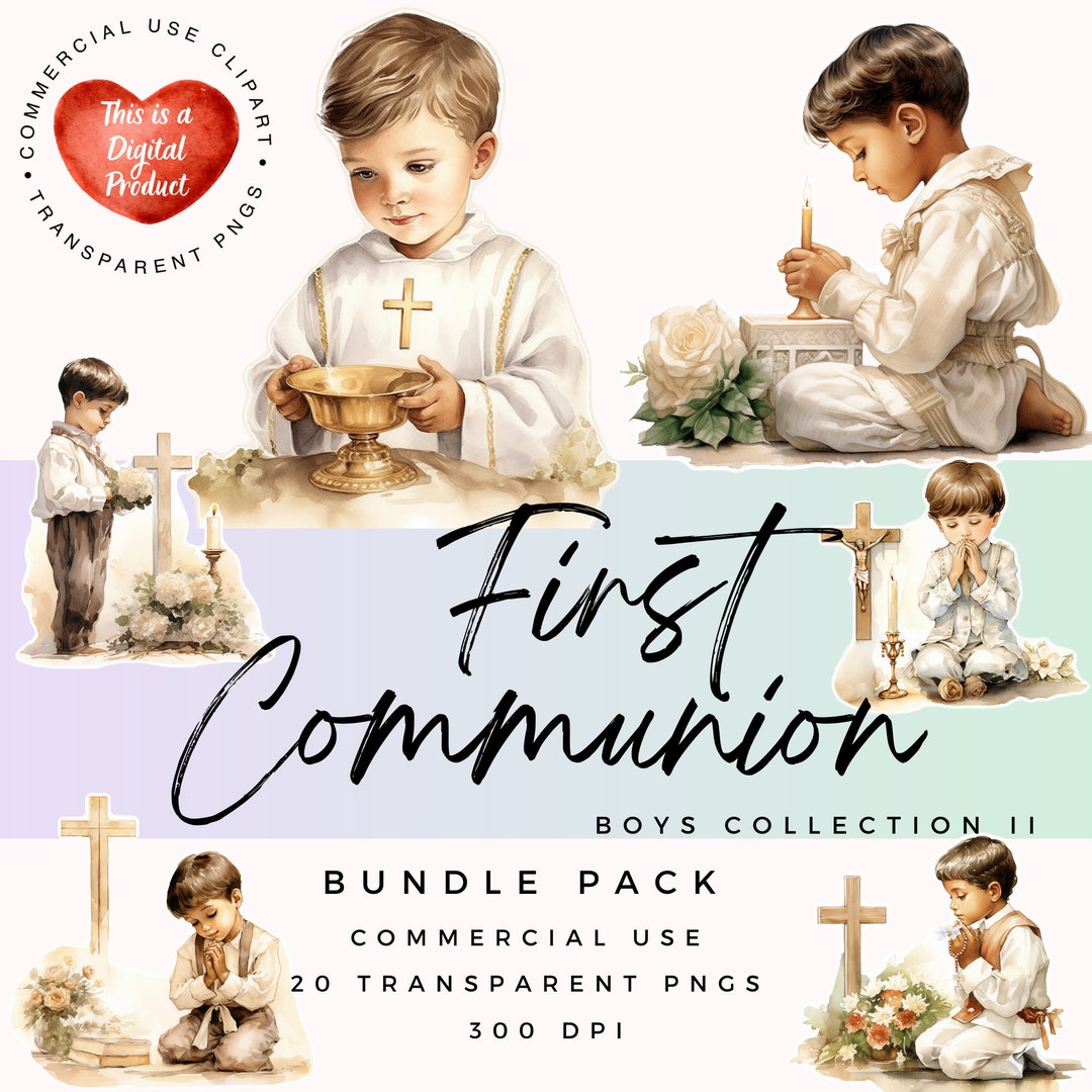 First Communion Boy Clipart Watercolor First Communion Religious ...