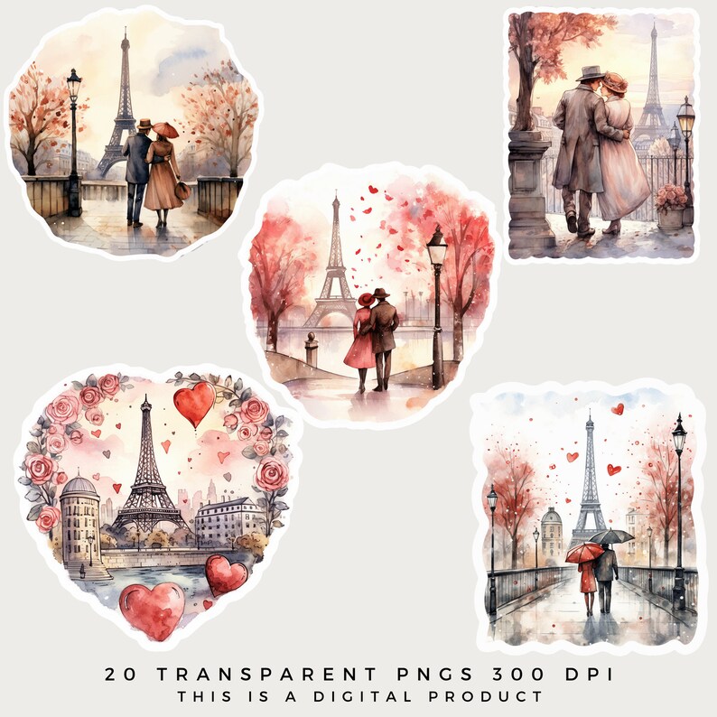 Paris Valentine's Day Clipart Watercolor Paris Travel Clipart ...