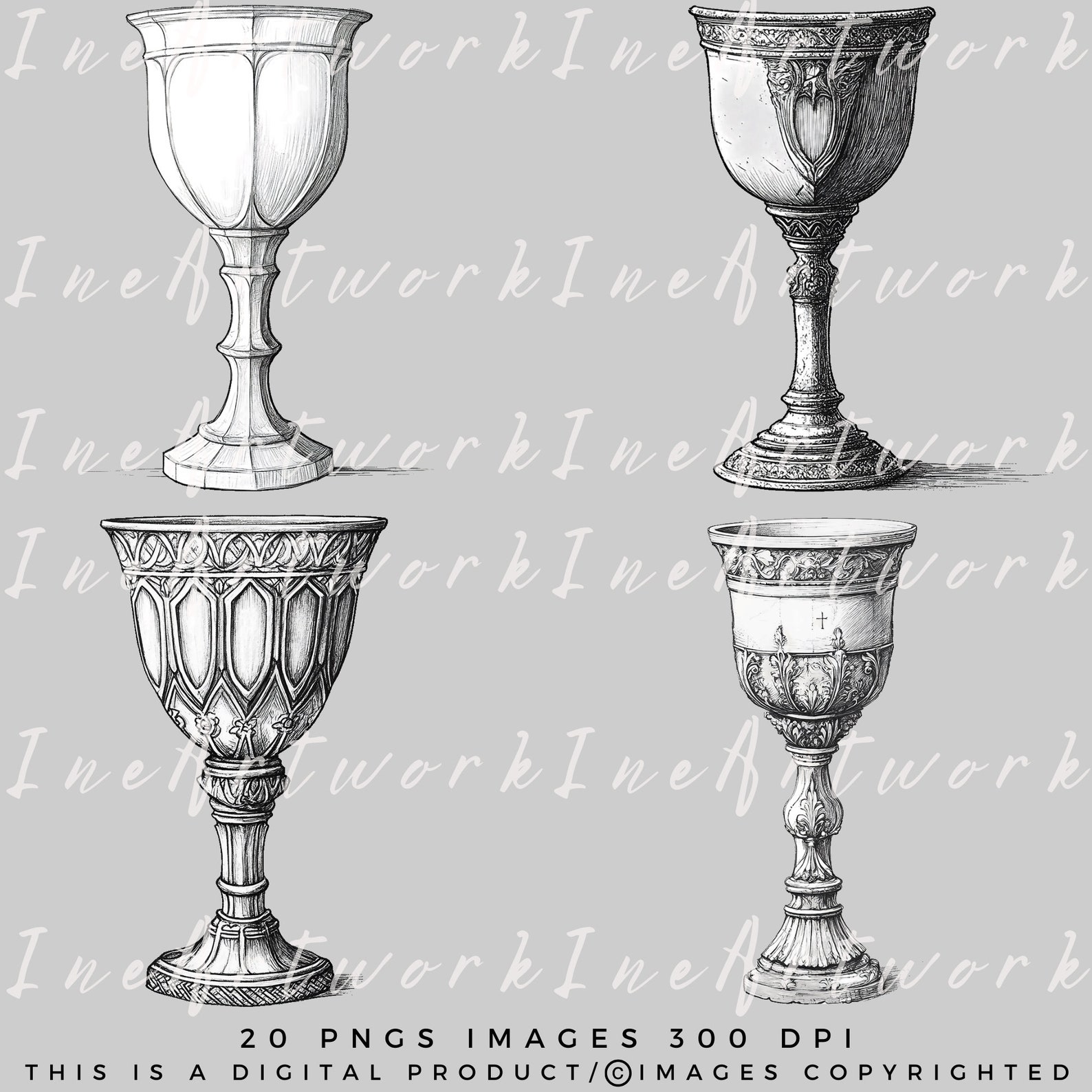 Black and White Chalice Pencil Sketch Chalice Clipart Religious Clipart ...