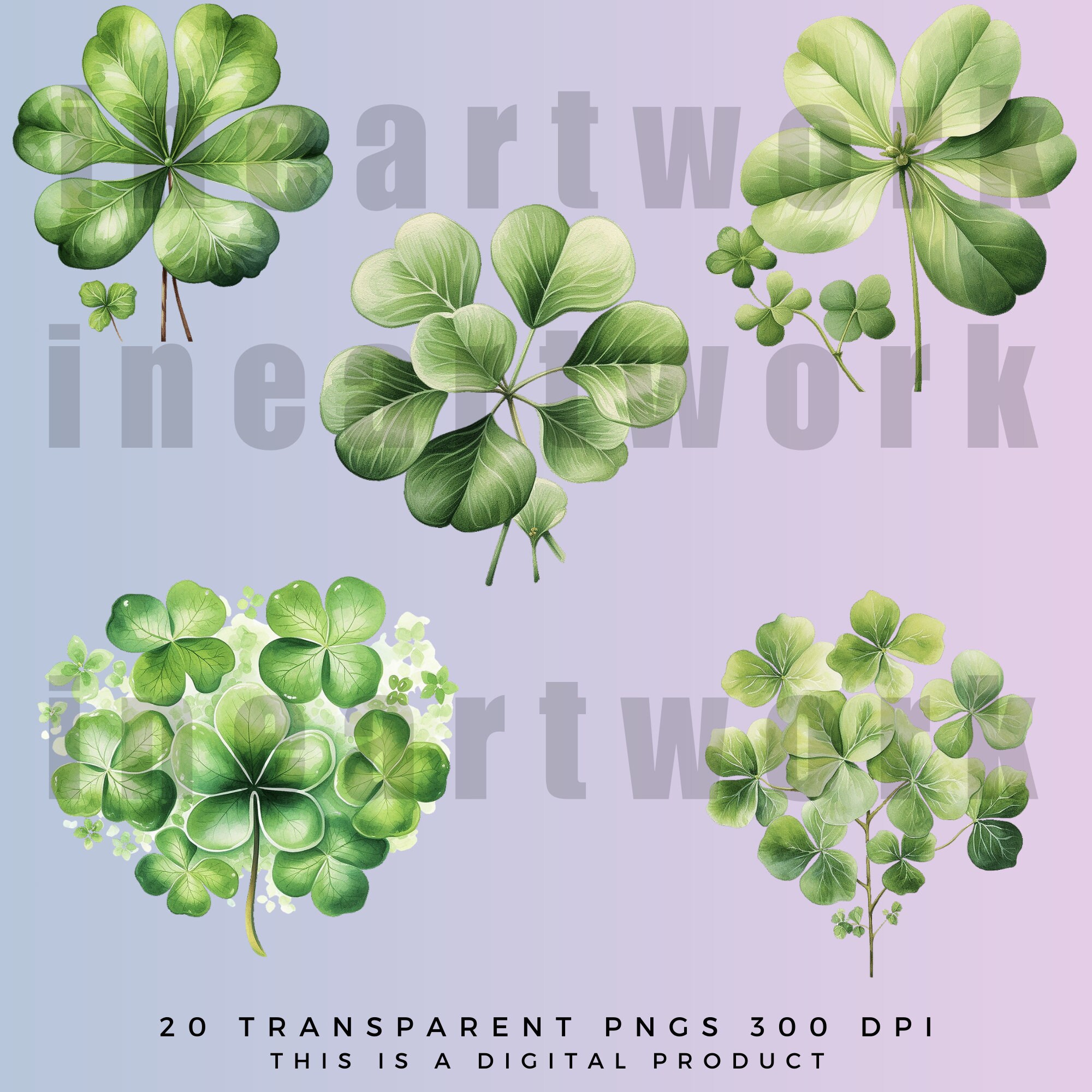 Watercolor Shamrock Leaf Clover Clipart Floral Shamrock Spring Clipart ...