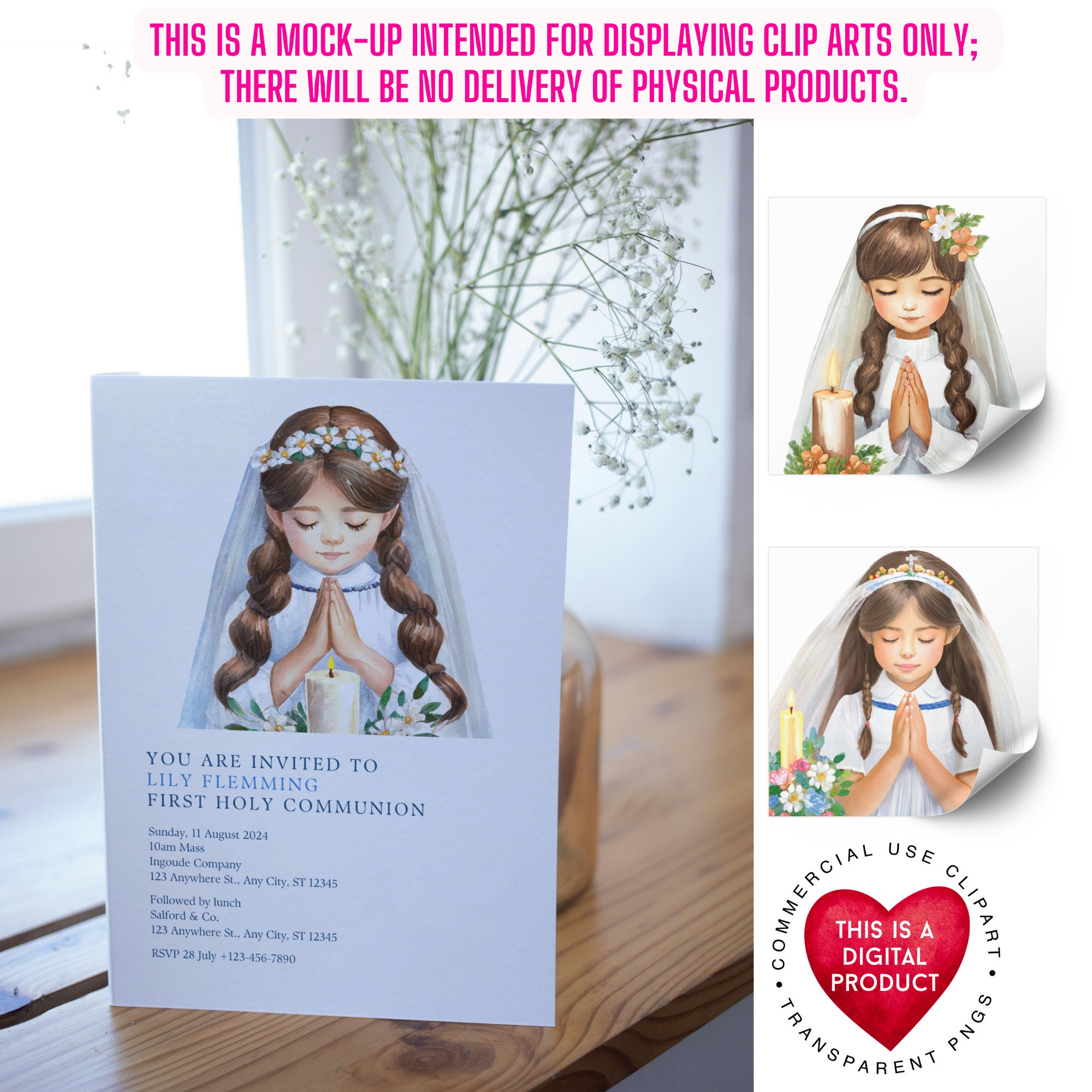 First Communion Girls Clipart Religious Clipart Communion PNG Praying ...