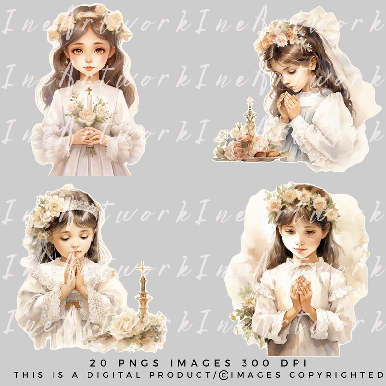 First Communion Girls Clipart | Religious Clipart | Holy Communion ...