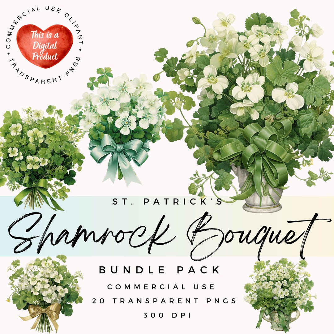 Shamrock Bouquet Watercolor Clover Clipart Floral Shamrock Spring ...